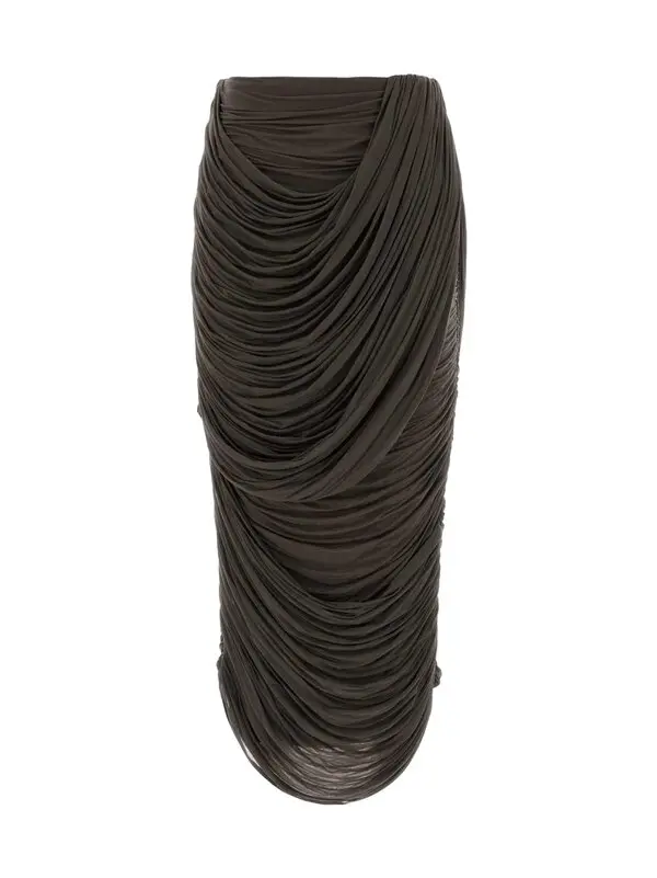 Magda Butrym Stretch Cupro Ruched Skirt - Brown