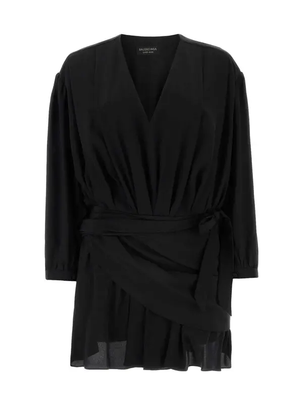 Balenciaga Crepe Mini Dress - Black