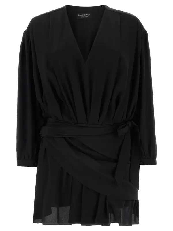 Balenciaga Crepe Mini Dress - Black