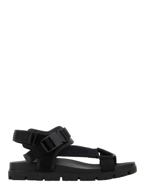 Prada Fabric And Suede Sandals - Black