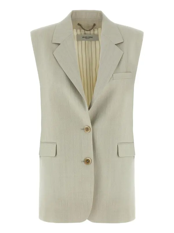 GOLDEN GOOSE Nicole Single-breasted Wool Blend Vest - Cream