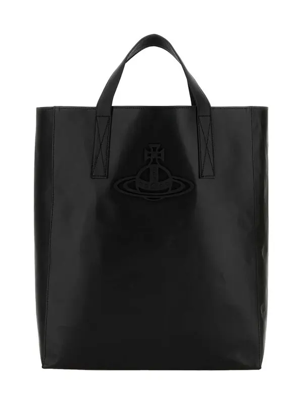 VIVIENNE WESTWOOD Leather Sarah Shopping Bag - Black