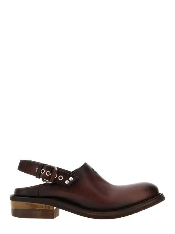 Miu Miu Chocolate Leather Foule Slippers - Brown