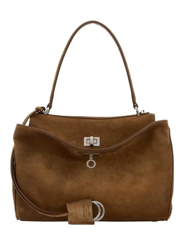 Balenciaga Camel Suede Small Rodeo Handbag - Brown