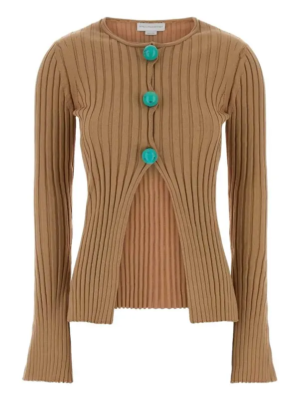 Stella McCartney Camel Cotton Cardigan - Brown