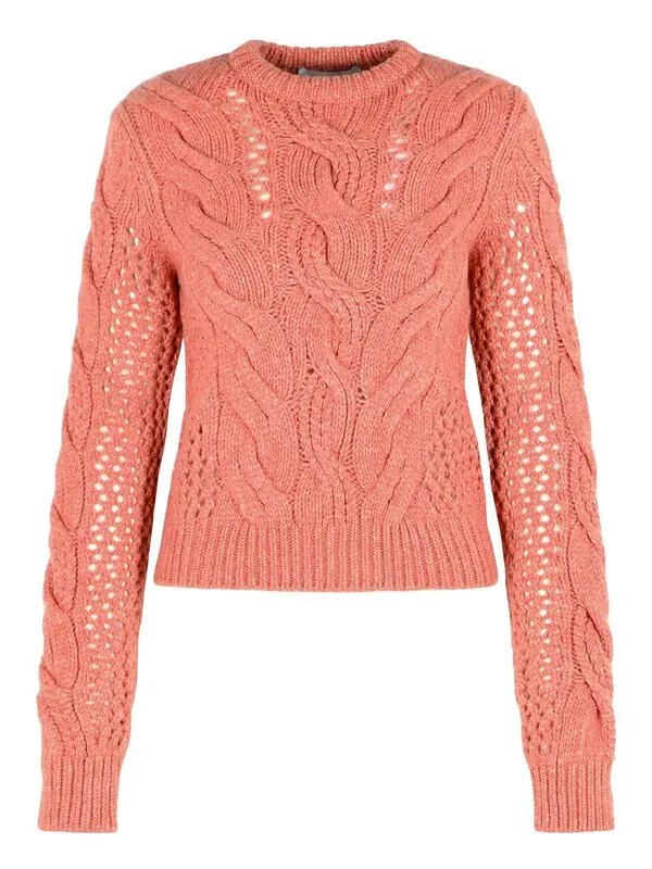 Sportmax Radio Crewneck Sweater With Wool Blend Braids - Pink