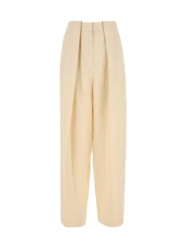 Stella McCartney Cream Viscose Blend Wide-leg Pant - Yellow