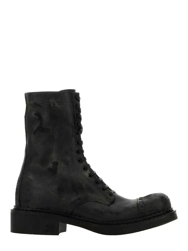 Miu Miu Leather Ankle Boots - Black