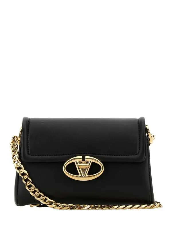 Valentino Garavani Leather Vlogo Shoulder Bag - Black