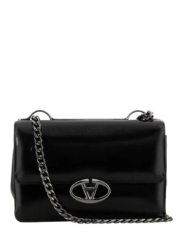 Valentino Garavani Leather Small Vlogo Shoulder Bag - Black