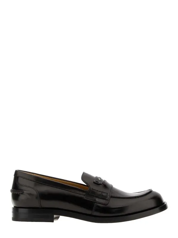 Fendi Leather Ateneo Loafers - Black