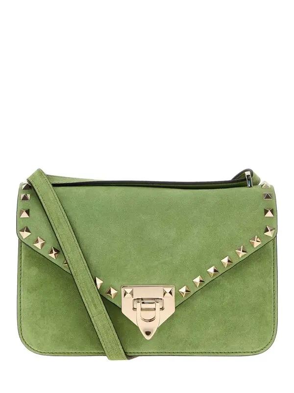 Valentino Garavani Suede Rockstud Crossbody Bag - Green