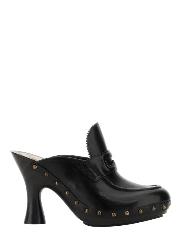 Burberry Leather Mules - Black