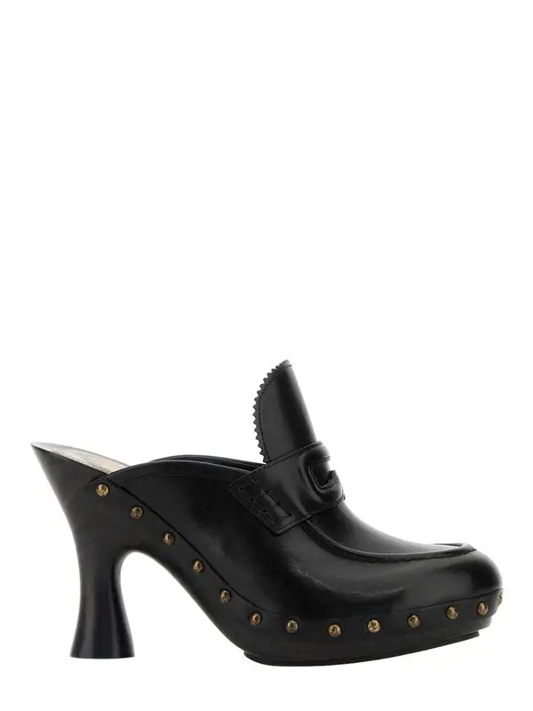 Burberry Leather Mules - Black