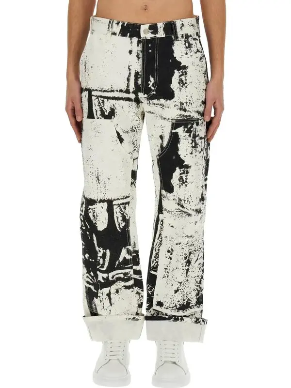 Alexander McQueen Workwear Jeans With Fold Print - White