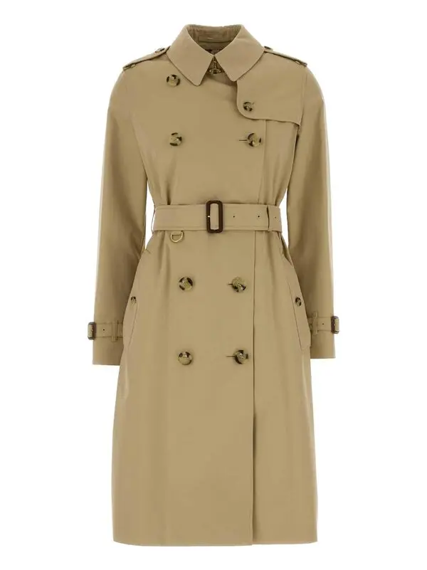Burberry Beige Twill Trench Coat - Brown