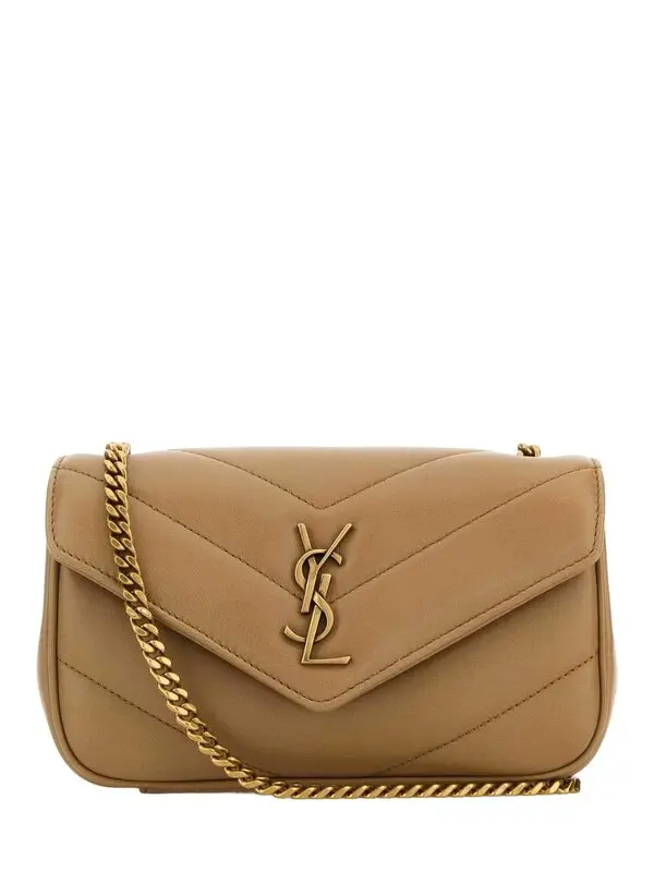 Saint Laurent Leather Mini Loulou Crossbody Bag - Brown