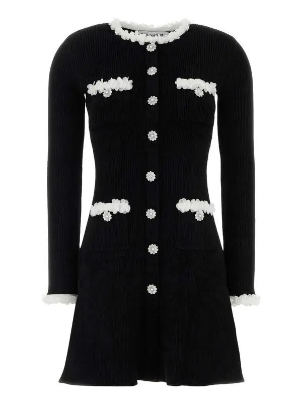 SELF-PORTRAIT Chenille Mini Dress - Black