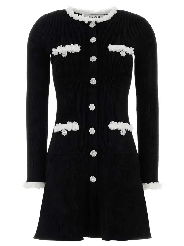 SELF-PORTRAIT Chenille Mini Dress - Black