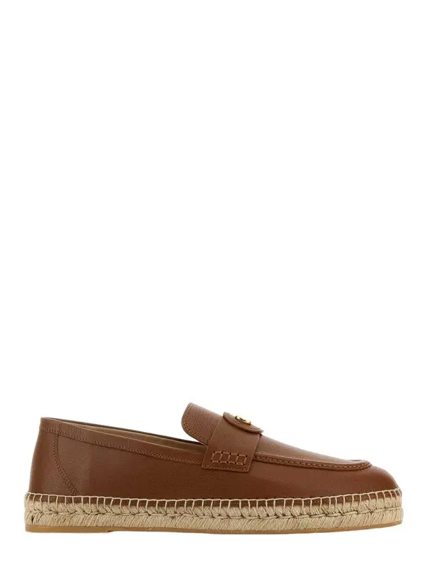 Valentino Garavani Leather Vlogo Espadrilles - Brown