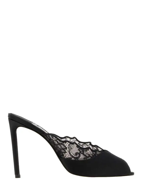 JIMMY CHOO Satin And Lace Brigitte Mules - Black