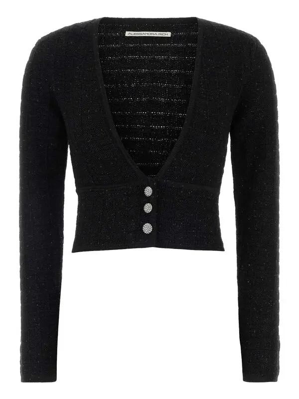 Alessandra Rich Boucle Cardigan - Black