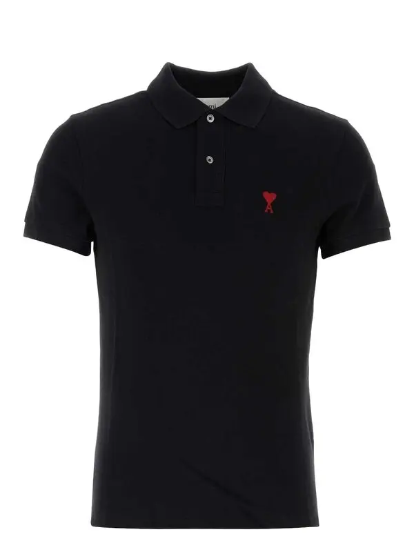 AMI Paris Piquet Polo Shirt - Black