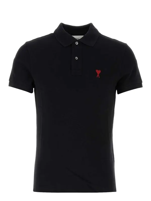 AMI Paris Piquet Polo Shirt - Black