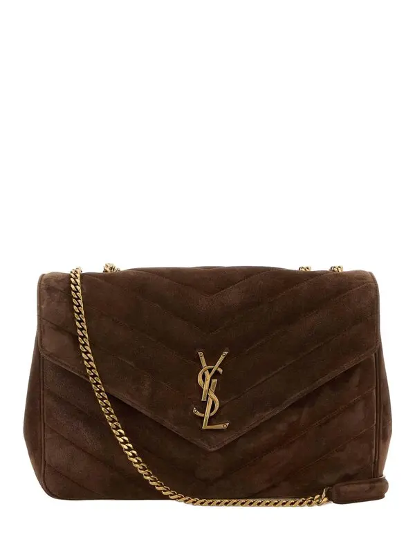 Saint Laurent Suede Large Lou Lou Shoulder Bag - Brown