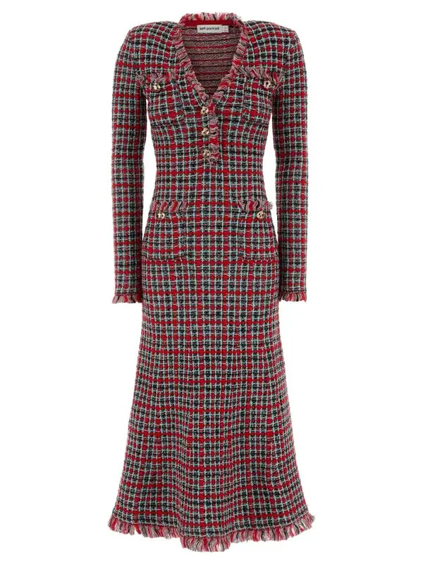 SELF-PORTRAIT Tweed Dress - Multicolor