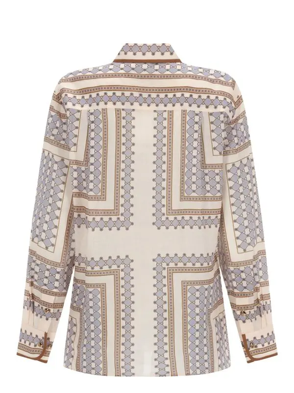 Zimmermann Geometric Print Ramie Shirt - Cream