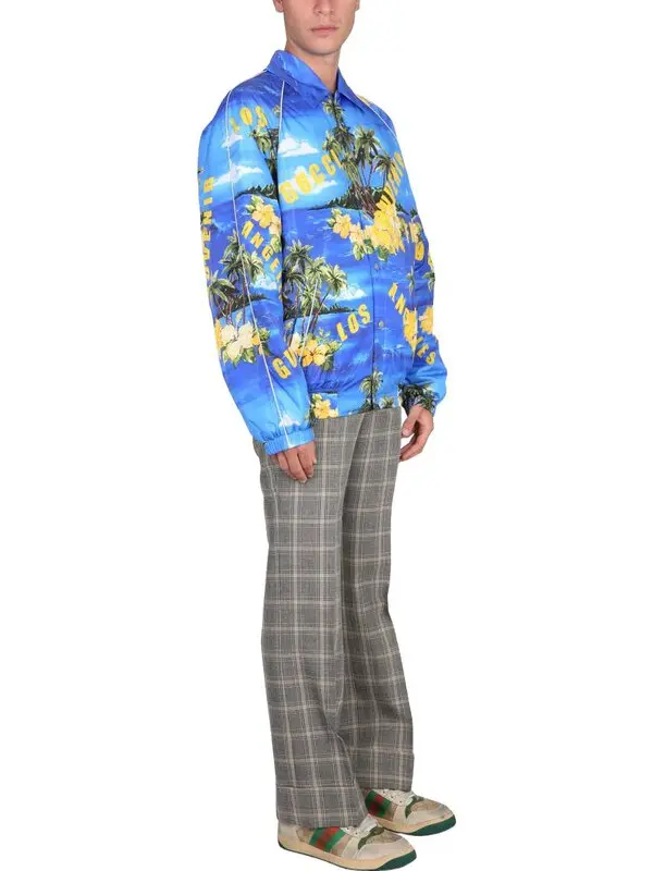 Gucci Printed Nylon Jacket - Blue