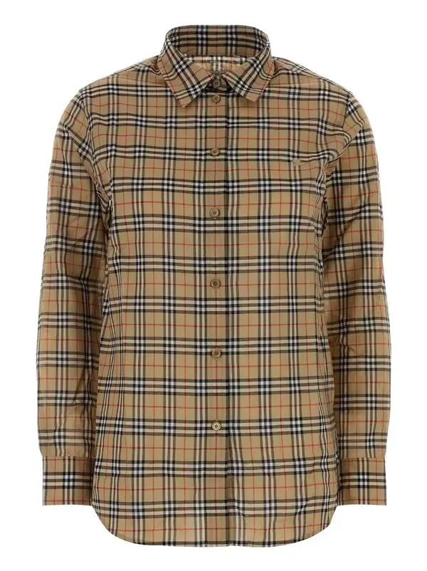 Burberry Embroidered Cotton Check Shirt - Multicolor