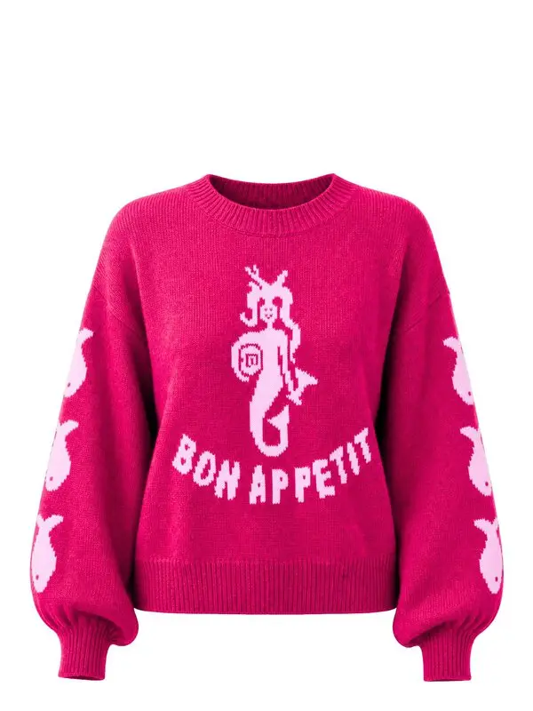 PALM COLLECTIVE Bon Appetit Mermaid Knit Sweater - Pink