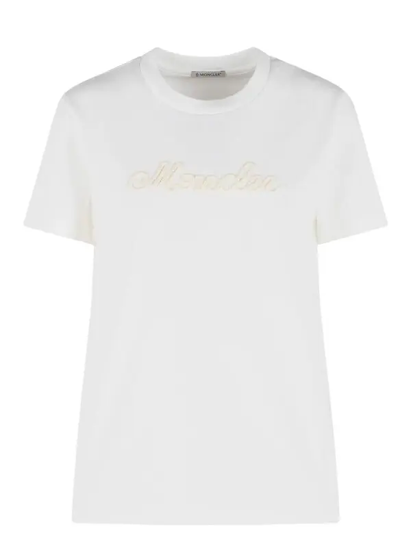 Moncler White Cotton T-shirt - Cream