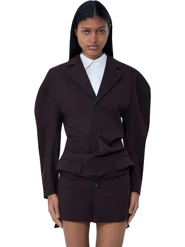 Issey Miyake Tailored Blazer Mini Dress - Brown