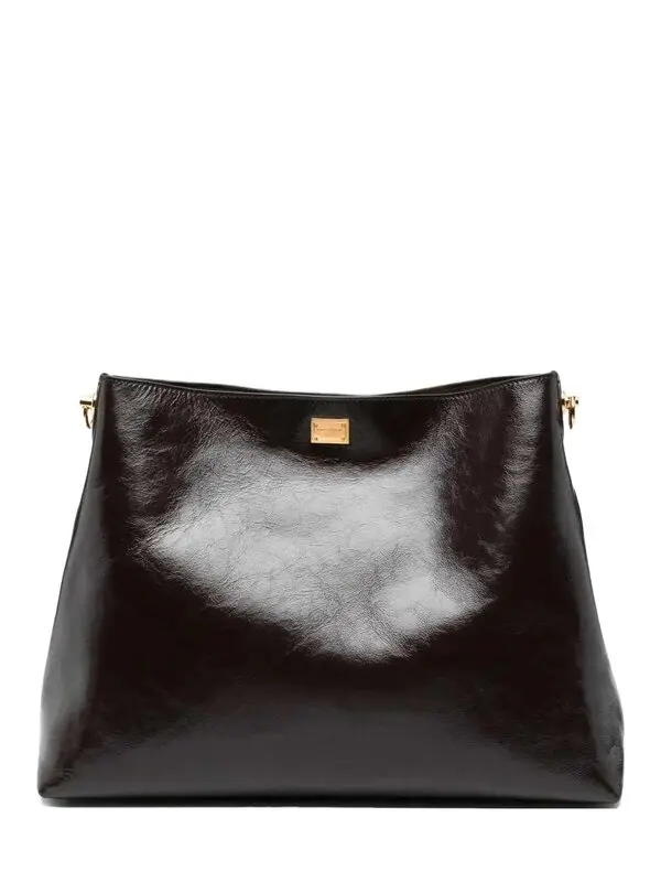 Dolce & Gabbana Logo Plaque Shoulder Bag - Brown