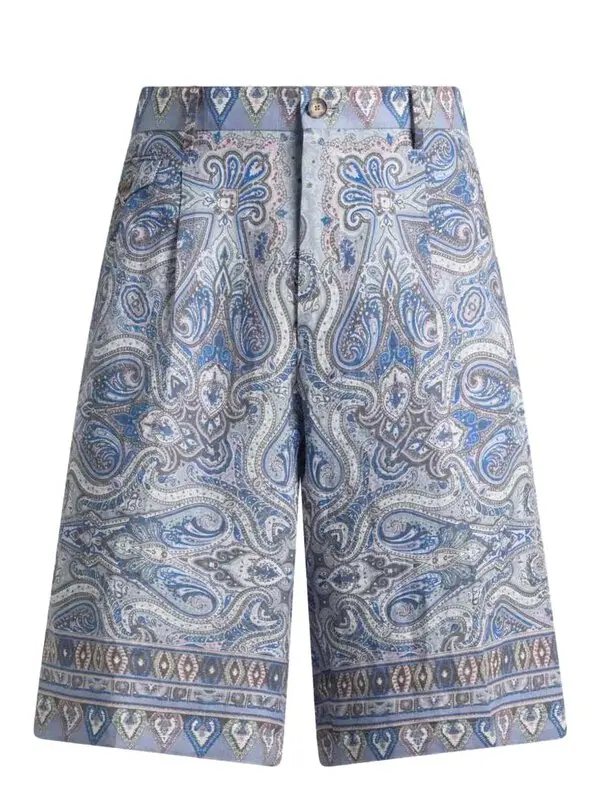 Etro Paisley Print Shorts - Blue