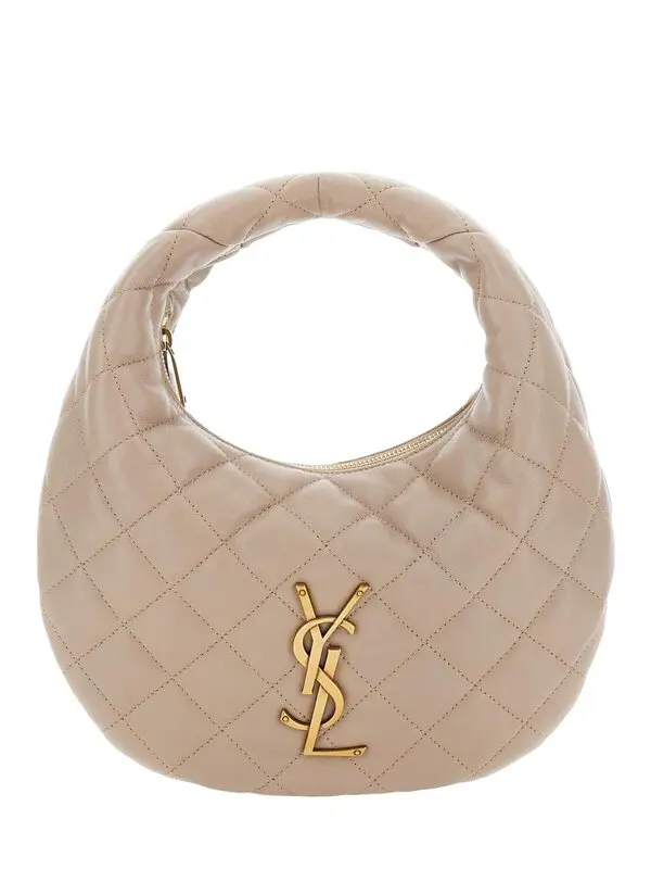 Saint Laurent Handbag 'icare' With Cassandre Plate On The Front And Quilted Design In Beige Leather For - Cream