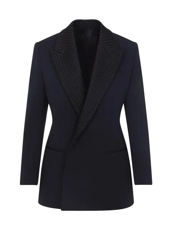 Bottega Veneta Intrecciato Collar Tuxedo Jacket - Blue