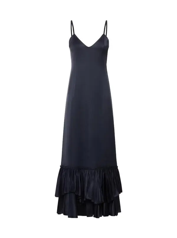 JIL SANDER Ruffled Silk Blend Dress - Black