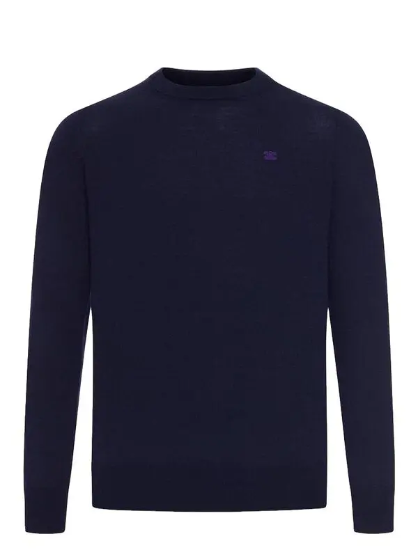 Celine Fine Wool Sweater With Triomphe Embroidery - Blue