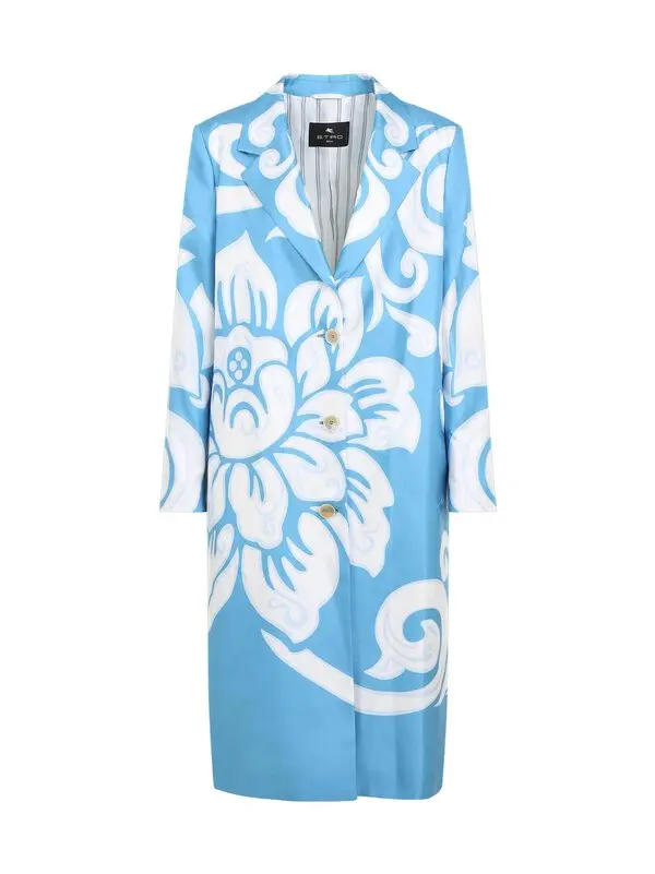 Etro Printed Silk Caban - Blue