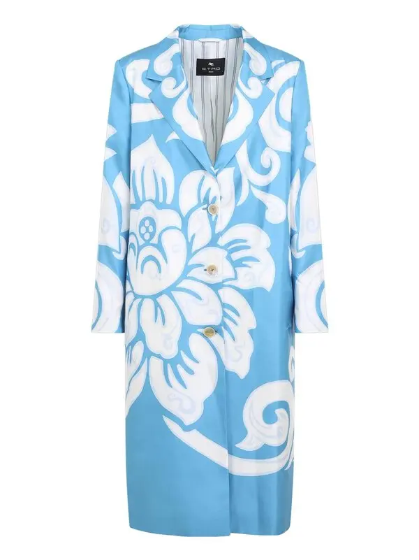 Etro Printed Silk Caban - Blue