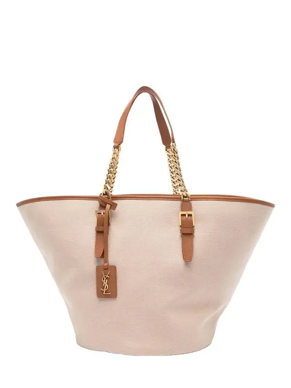Saint Laurent Canvas Tote Bag - Cream