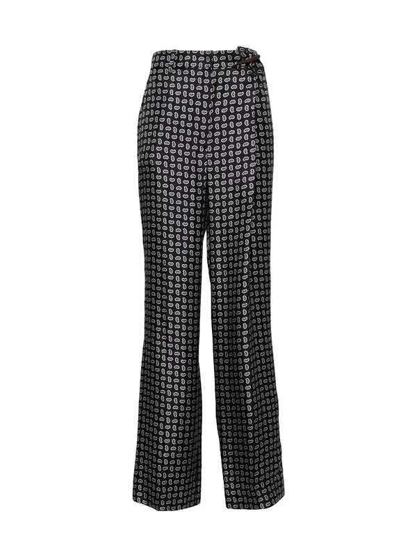 Prada Paisley Print Silk Satin Tailored Trousers - Blue