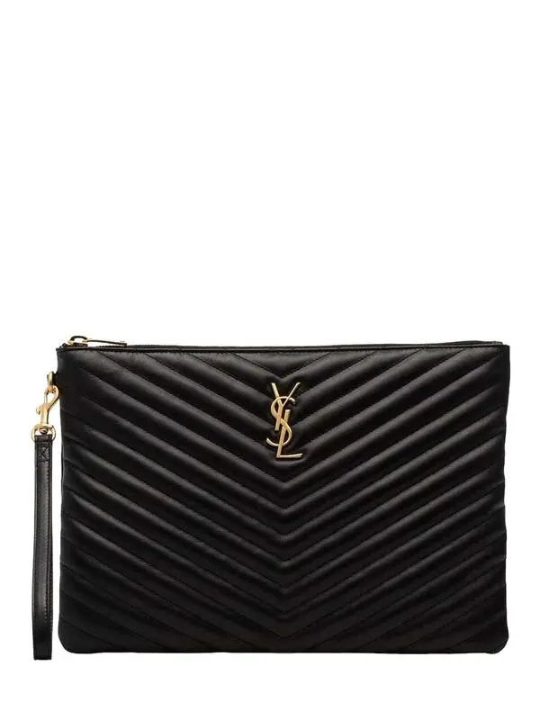Saint Laurent Cassandre Matelassé Leather Tablet Pouch - Black