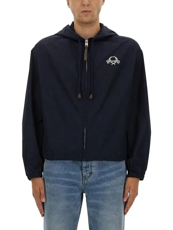Moschino Nylon Zip-up Hooded Jacket - Blue