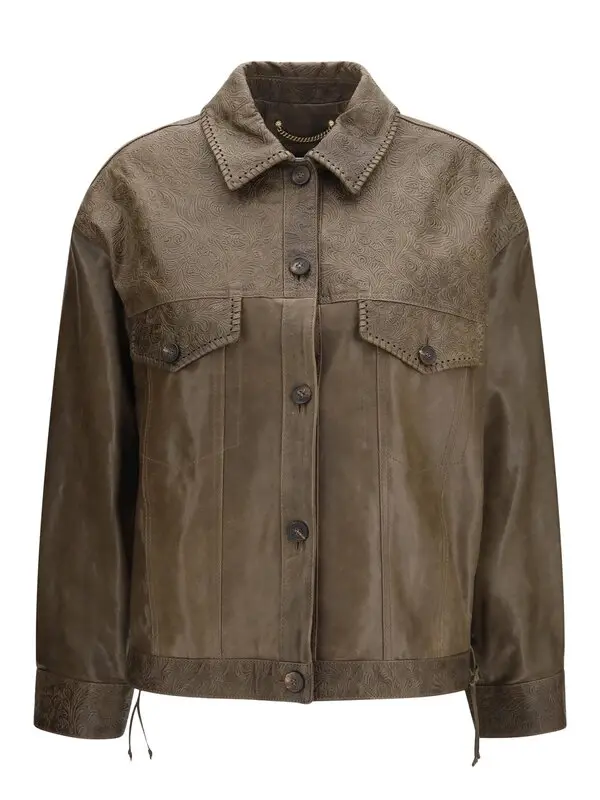GOLDEN GOOSE Babete Leather Jacket - Brown