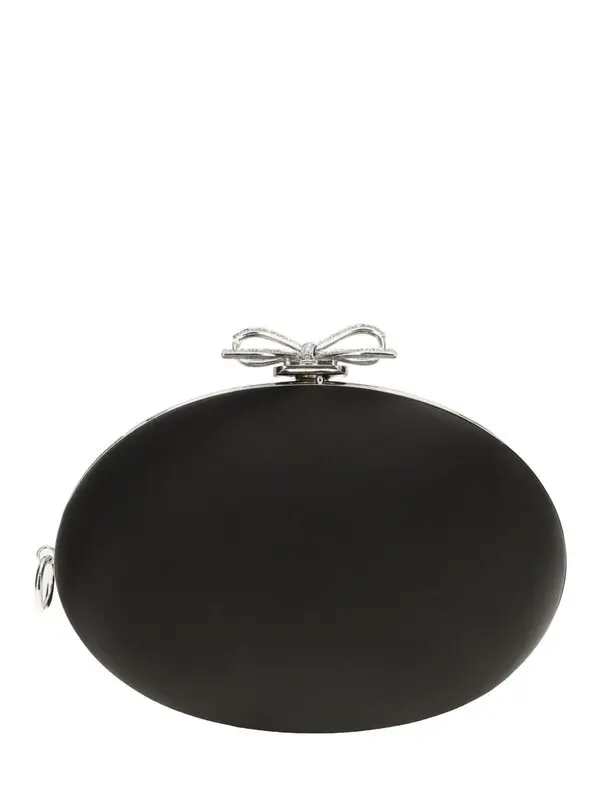 SELF-PORTRAIT Oval Satin Clutch - Black